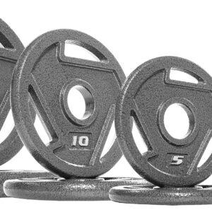 BalanceFrom Cast Iron Olympic 2-Inch Plate Weight Plate for Strength Training and Weightlifting, 85 LB Set (2x 2.5/5/10/25LB), Color #4, Multiple Packages