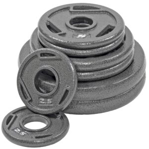 BalanceFrom Cast Iron Olympic 2-Inch Plate Weight Plate for Strength Training and Weightlifting, 85 LB Set (2x 2.5/5/10/25LB), Color #4, Multiple Packages