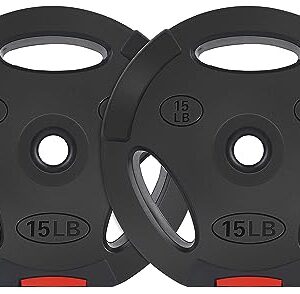 Signature Fitness 100LBS Vinyl Standard 1-Inch Plate Weight Plate for Strength Training and Weightlifting