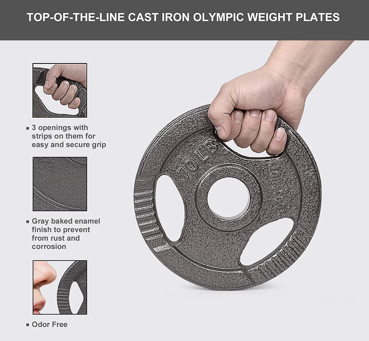 LIONSCOOL 2-Inch Olympic Grip Plate in Pairs or Single (10LB PAIR)