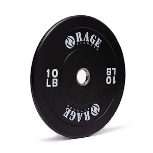 Rage Fitness 10lb Olympic Bumper Plates, 17.5" X 1" Rubber Weight Plate With 2" Steel Insert Sleeve, Minimal Bounce Perfect For Powerlifting, Squats, Bench Press, Weight & Strength Training(Black)