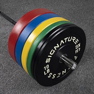 Signature Fitness 2" Olympic Bumper Plate Weight Plates with Steel Hub, 55LB Single, Colored