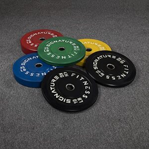 Signature Fitness 2" Olympic Bumper Plate Weight Plates with Steel Hub, 55LB Single, Colored