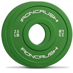 iron crush fractional change plates for olympic weights, strength training, and crossfit bumper plates - from 1.25lb to 10lb weights, rubber coated for olympic barbells