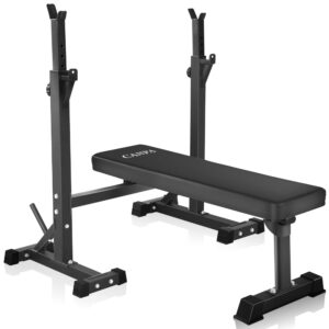 bench press, canpa olympic weight bench with squat rack workout bench adjustable barbell rack stand strength training home gym multi-function(black)