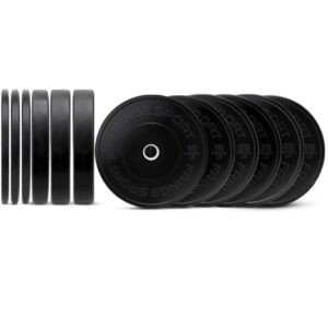 black bumper plate sets - 100 - 460 lbs of weights for weightlifting & strength training | durable, bumper plates for olympic, home & gym training equipment with a dead bounce, weight plates sets, ideal for power lifting