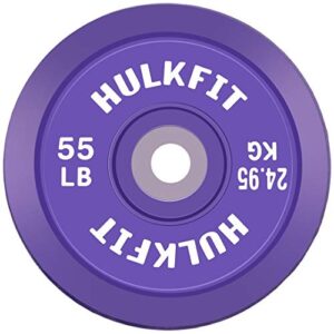 hulkfit olympic 2-inch rubber bumper plate with stainless steel insert, purple, single