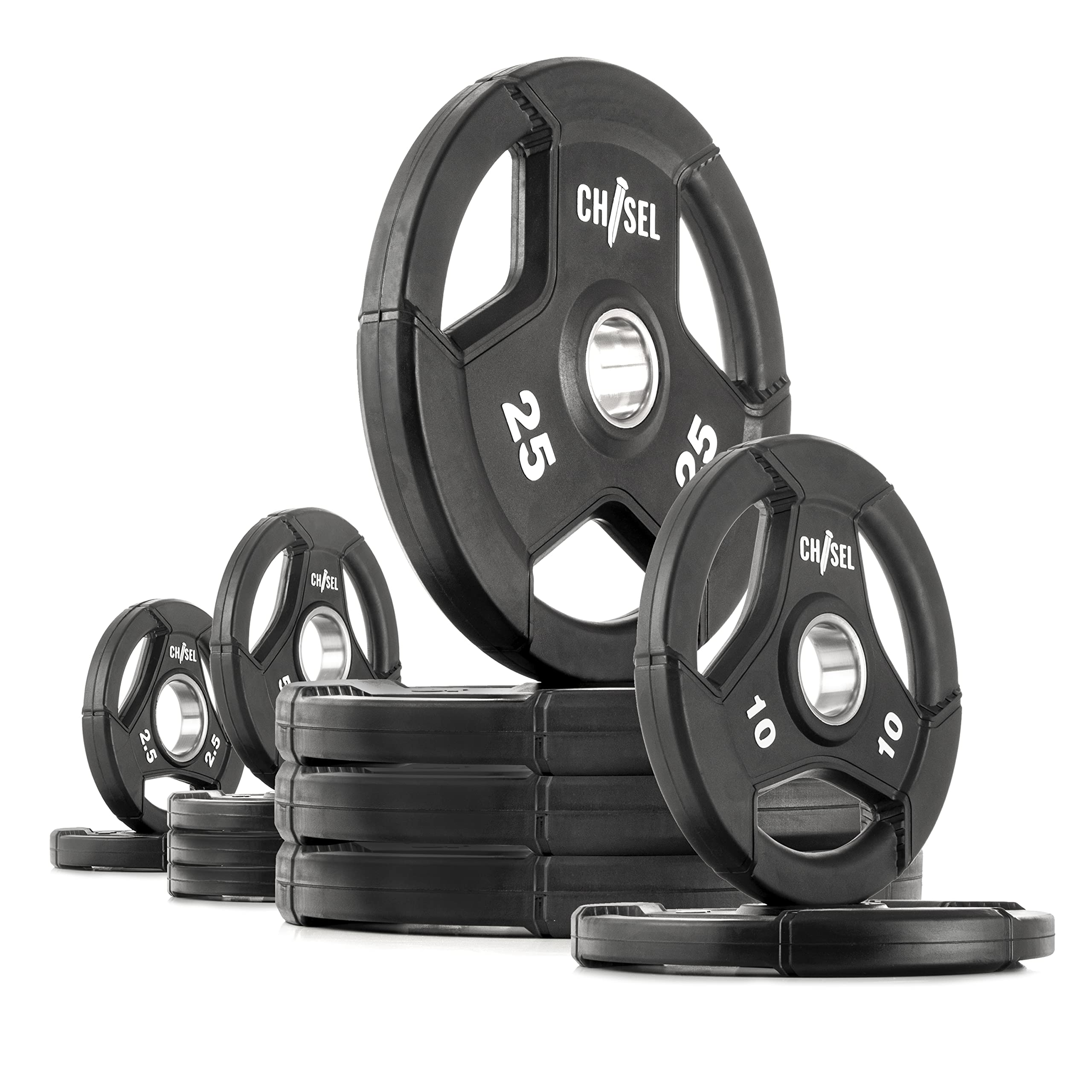 XMARK CHISEL Olympic Weight Plates, 145 lb Set, Weights for Strength Training and Conditioning