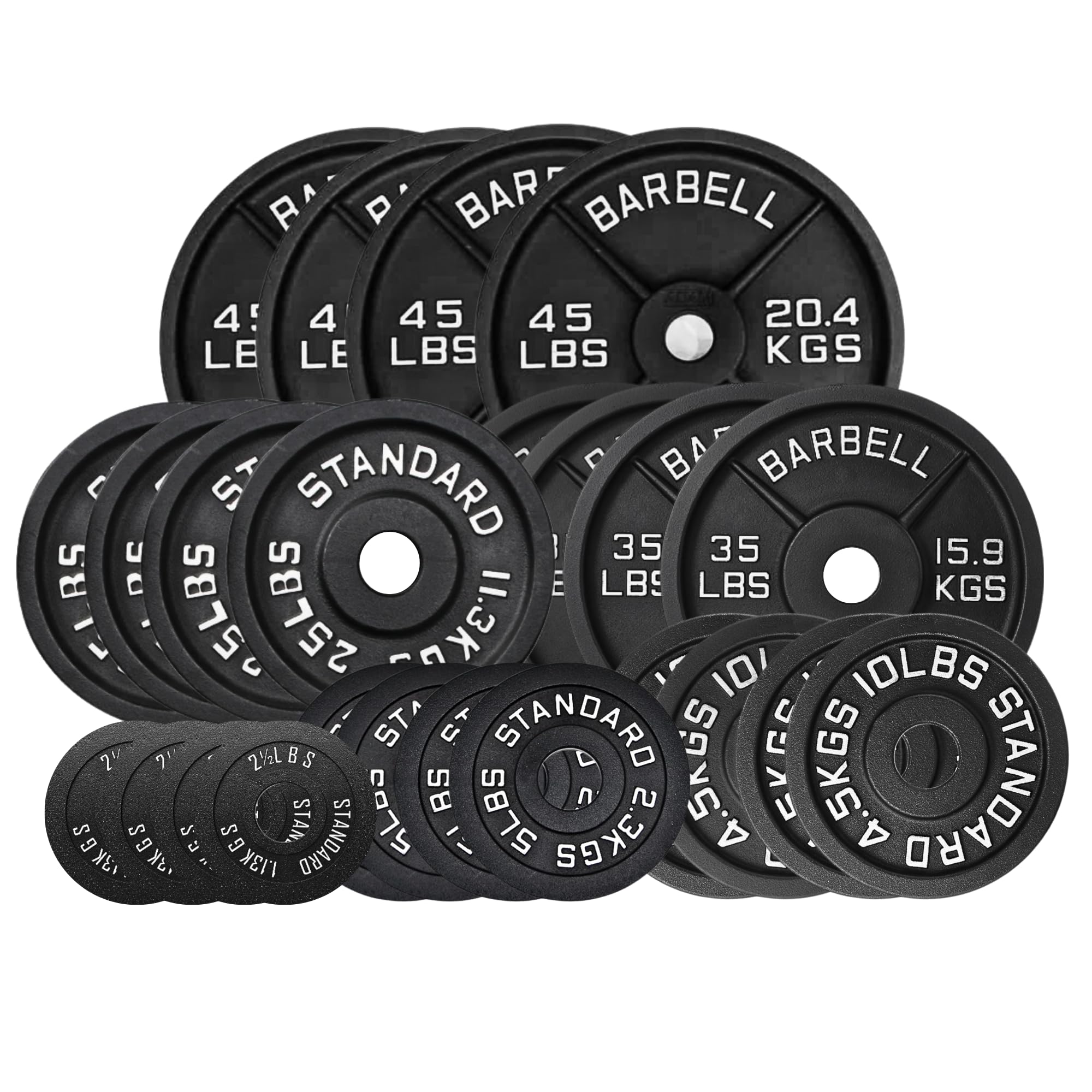 HAJEX Cast Iron Olympic Weight Plates Set 2 inch - Pairs of 2.5 LB, 5 LB, 10 LB - Weights Set 35 LB