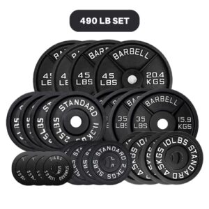 HAJEX Cast Iron Olympic Weight Plates Set 2 inch - Pairs of 2.5 LB, 5 LB, 10 LB - Weights Set 35 LB