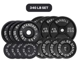 HAJEX Cast Iron Olympic Weight Plates Set 2 inch - Pairs of 2.5 LB, 5 LB, 10 LB - Weights Set 35 LB