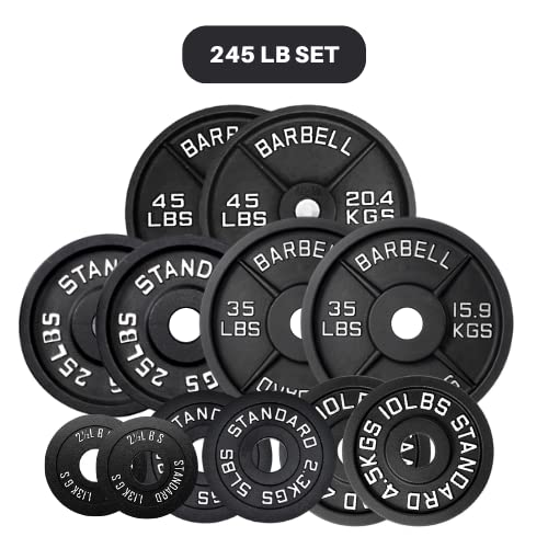 HAJEX Cast Iron Olympic Weight Plates Set 2 inch - Pairs of 2.5 LB, 5 LB, 10 LB - Weights Set 35 LB