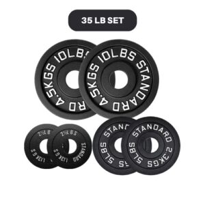 HAJEX Cast Iron Olympic Weight Plates Set 2 inch - Pairs of 2.5 LB, 5 LB, 10 LB - Weights Set 35 LB