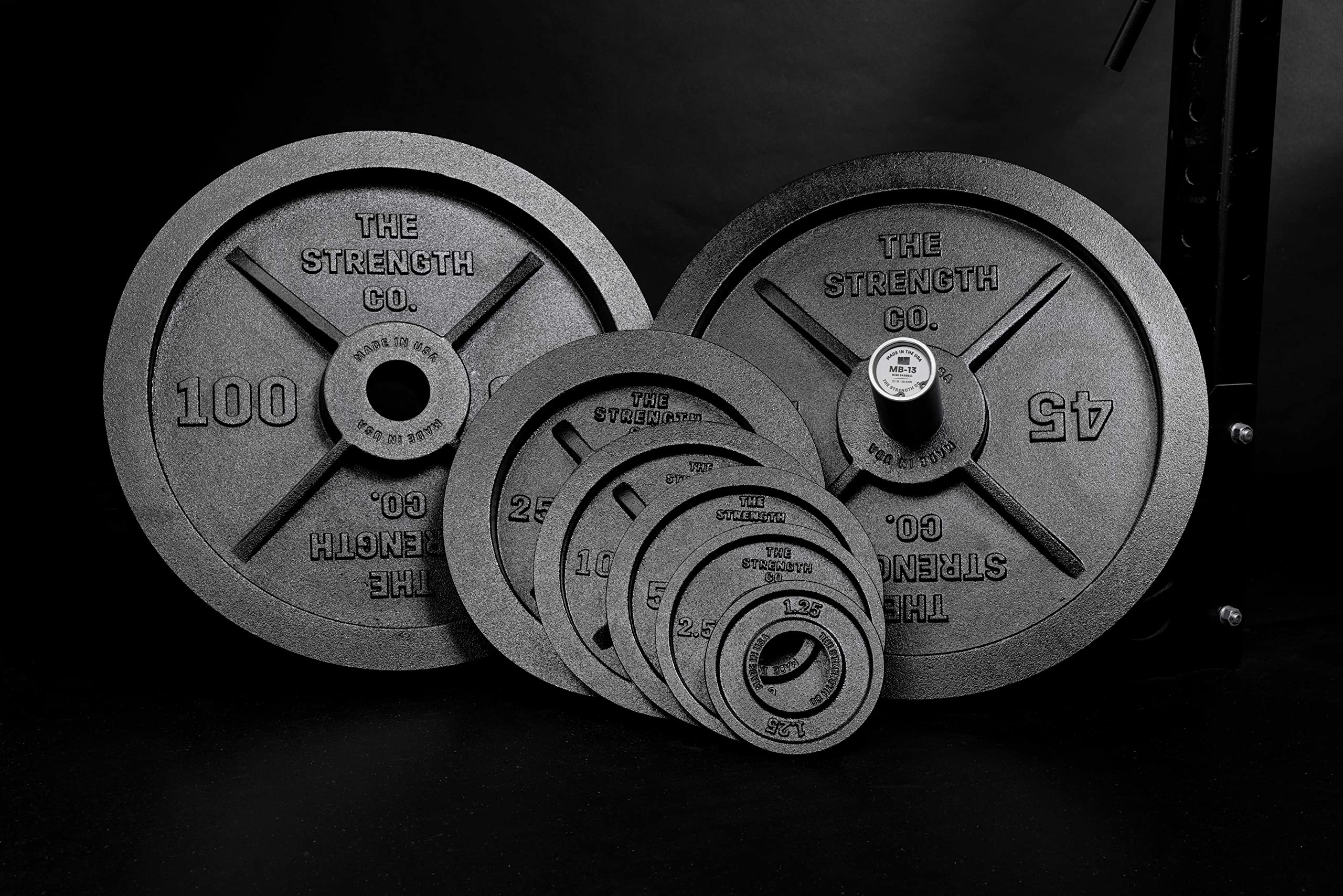 The Strength Co. 1.25LB Olympic Barbell Change Plate, Sold in Pairs, Made In USA, Black E-Coat