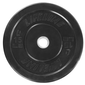 lifeline rubber bumper plate - multiple weight options ,15 lbs