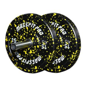 olympic full rubber barbell discs - weight plates for weightlifting, bench press, squat training,2x15kg