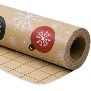 ruspepa kraft christmas wrapping paper roll - mini roll - snowflake and light design for holiday gift wrap - 17 inches x 32.8 feet