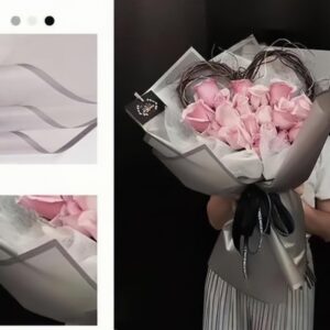 20 Pcs Silver border Flower Wrapping Paper,Waterproof Valentine's Day Bouquet Wrapping Paper 23x23Inch Used for DIY Crafts, Gift Packaging, Flower Shop Bouquet Packaging