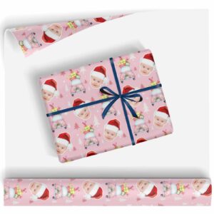 enjoyyjl personalized christma gift wrapping paper for baby shower, kids, son, daughter custom photo gift wrapping paper roll customized gifts wrapped decor for birthday christma valentine' day