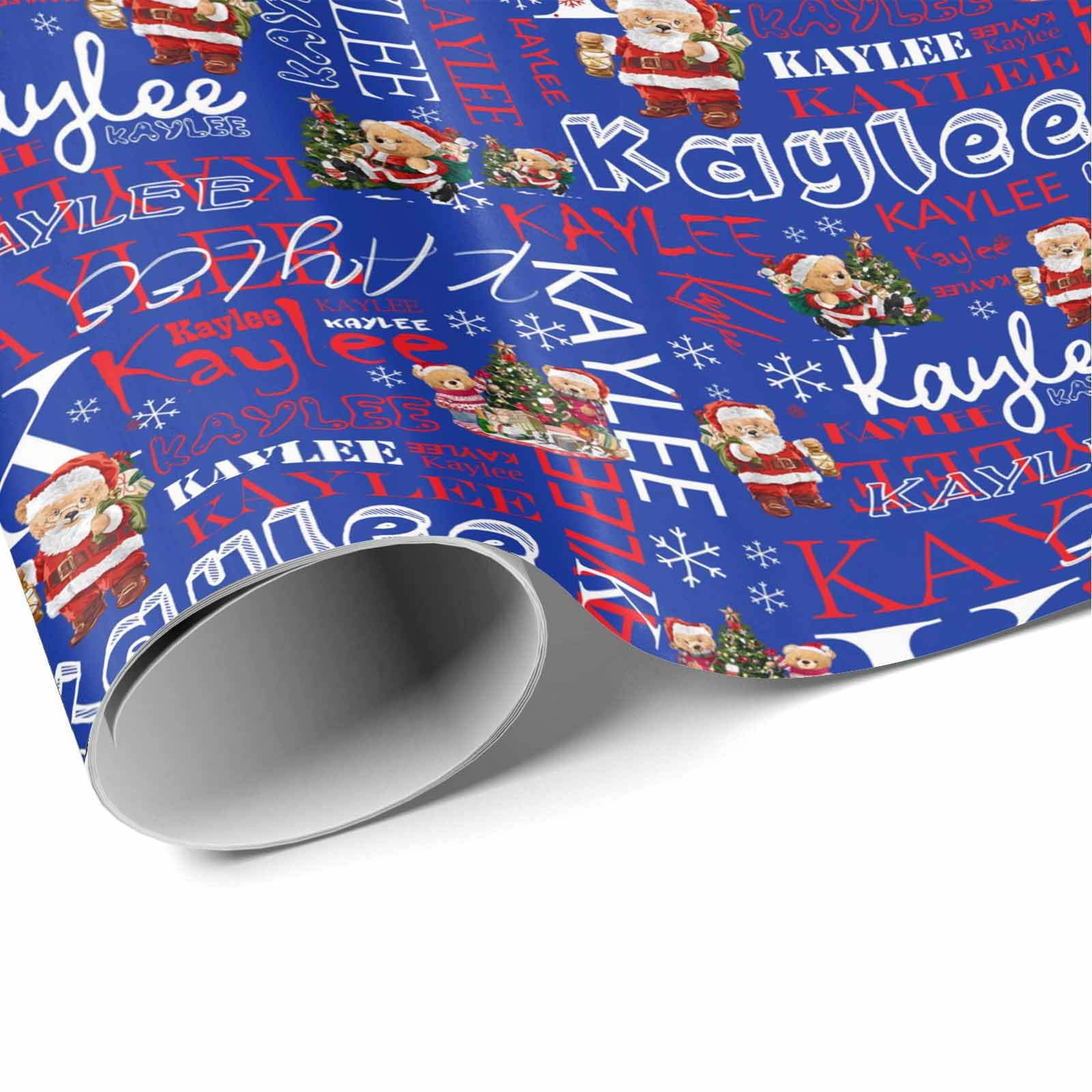 Artsadd Custom Christmas Gifts Wrapping Paper for Kids, Customized Santa Claus Navy Blue Wrapping Paper Roll Personalized Name Wrapping Paper for Christmas Daughter Son