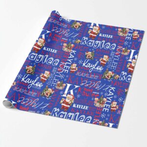 Artsadd Custom Christmas Gifts Wrapping Paper for Kids, Customized Santa Claus Navy Blue Wrapping Paper Roll Personalized Name Wrapping Paper for Christmas Daughter Son