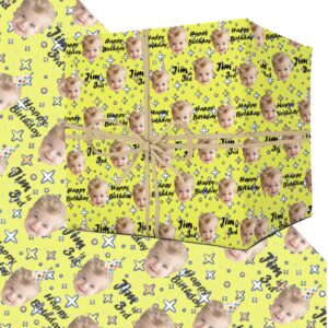 oktaha custom gift wrapping paper for birthday christmas holiday party, personalized funny faces wrapped paper, made in usa, multi designs, roll 58"x 23" (pattern-24)