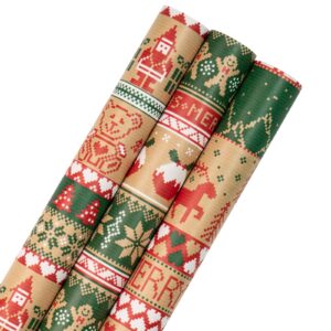 ruspepa christmas wrapping paper rolls - 17 inches x 10 feet per roll, total of 3 rolls - red and green