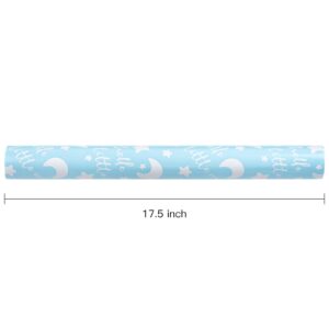 RUSPEPA Reversible Wrapping Paper Roll - Mini Roll - Baby Boy Blue Pattern Great for Baby Shower, Birthday, Party - 17.5 Inches X 32.8 Feet