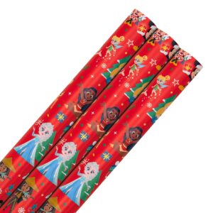 hallmark 12m multipack christmas wrapping paper - 3 rolls in red disney 100 design