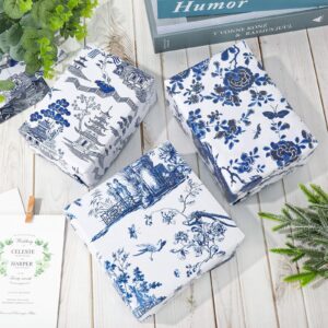 AnyDesign 12 Sheet Blue White Chinoiserie Pattern Wrapping Paper China Elements Gift Wrap Paper Bulk Oriental Art Paper for Birthday Daily Wedding Gift Packing Supplies, Folded Flat, 19.7 x 27.6 Inch