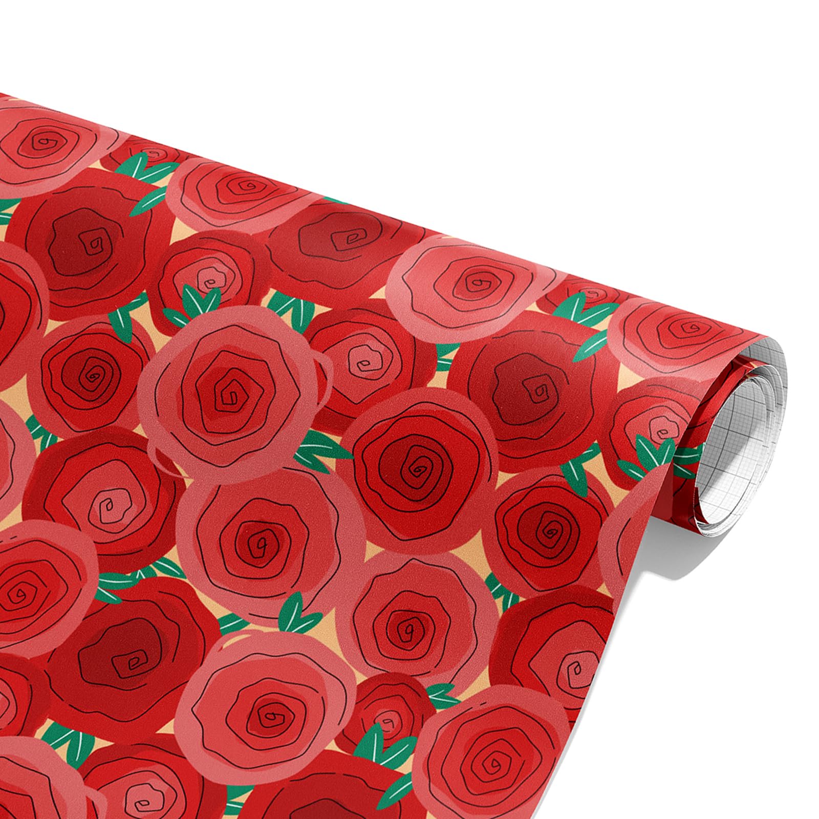 Hand Drawn Style Red Rose Wrapping Paper Jumbo Roll 30 Inch X 33 Feet, Matte Wrapping Paper, Perfect for Birthday, Celebration, Valentine's day, Mother's day, Christmas