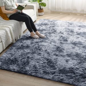 ROCYJULIN Area Rugs 6x9 for Bedroom, Fluffy Rugs for Living Room, Ultra Soft Non-Slip Large Shag Fuzzy Rug for Nursery, Kids, Girls, Boys, Dark Grey