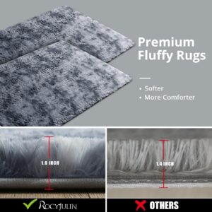 ROCYJULIN Area Rugs 6x9 for Bedroom, Fluffy Rugs for Living Room, Ultra Soft Non-Slip Large Shag Fuzzy Rug for Nursery, Kids, Girls, Boys, Dark Grey