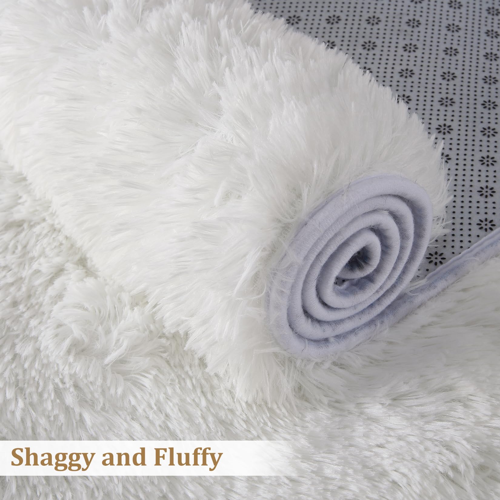 GAOMON 8x10 Area Rug for Living Room Fluffy Rugs Shaggy Carpet Shag Rug for Kids Room Plush Furry Rugs Decorative Comfy Fuzzy Accent Rug for Indoor Home Floor Carpet, White