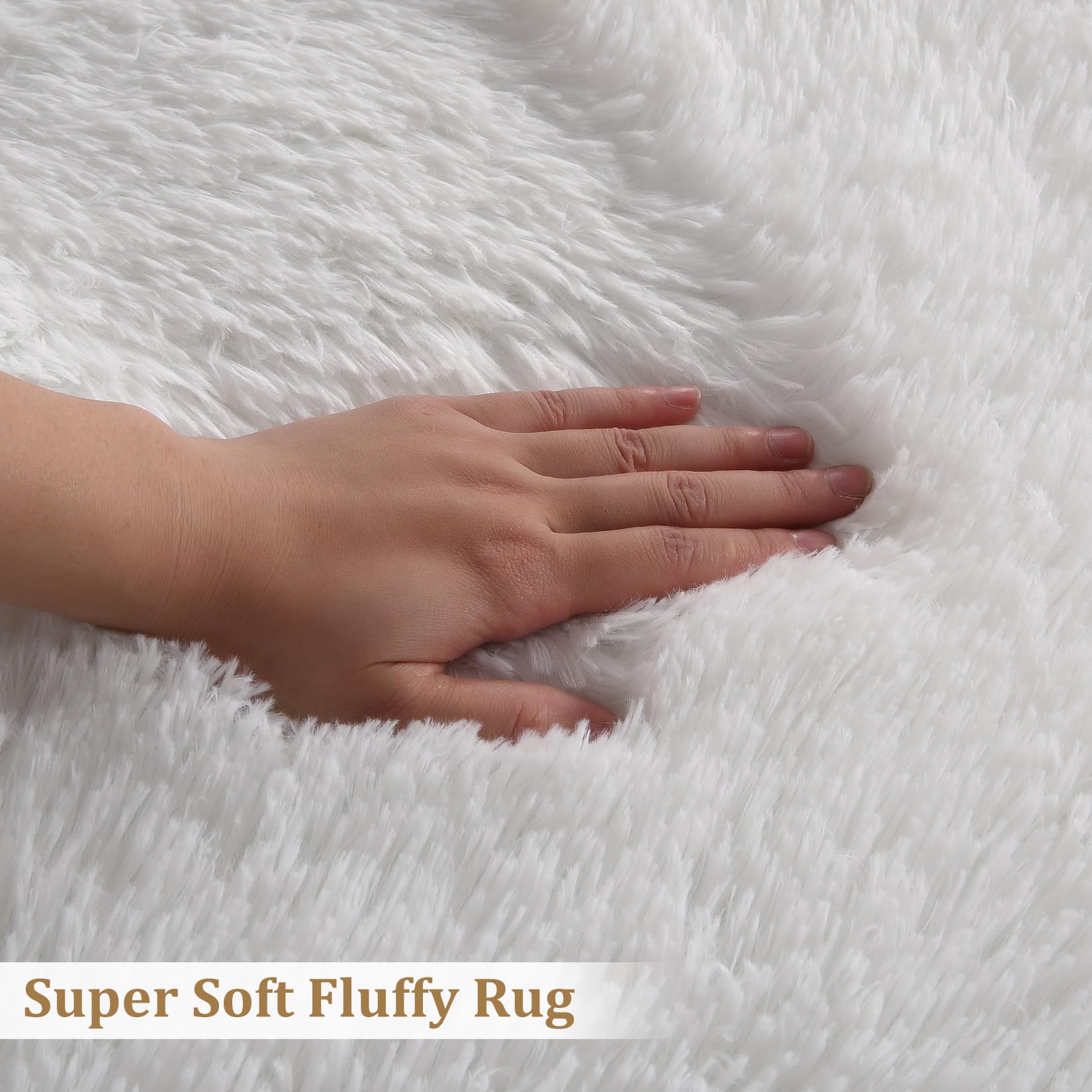 GAOMON 8x10 Area Rug for Living Room Fluffy Rugs Shaggy Carpet Shag Rug for Kids Room Plush Furry Rugs Decorative Comfy Fuzzy Accent Rug for Indoor Home Floor Carpet, White