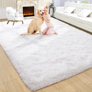 noahas 8x10 area rugs for living room,cream white fluffy bedroom rug,big fuzzy carpet,thick shag rug,large living room rugs,shaggy rugs for bedroom,soft kids rug non slip reduce noise room decor