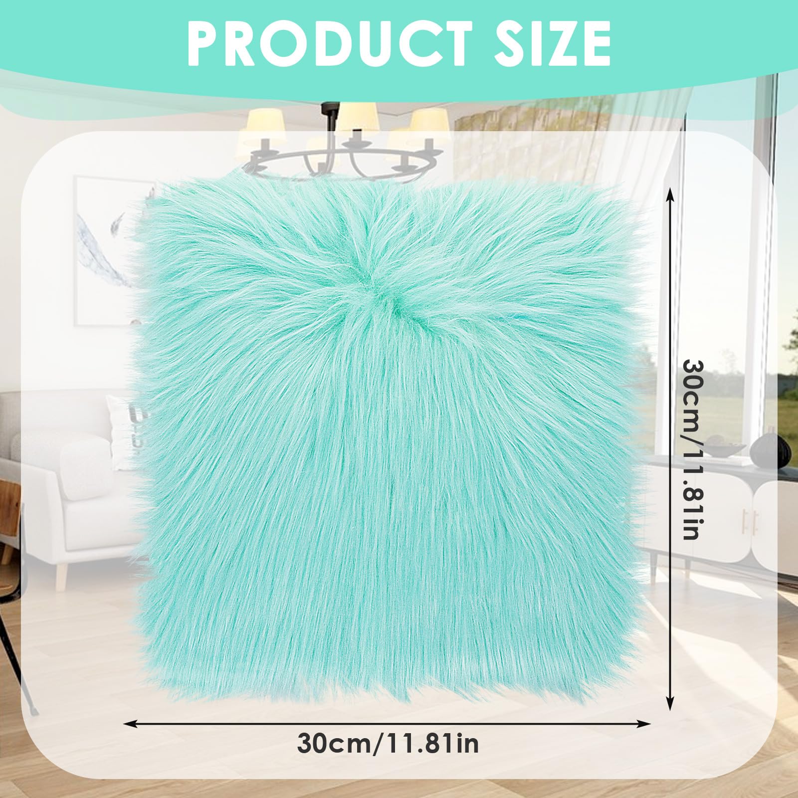 WLLHYF 10 Inches Mini Square Faux Fur Rug， Small Fluffy Area Rug Cushion for Living Room Sofa Bedroom Floor Soft Square Chair Cover Seat Pad Nail Mat for Photographing Background of Jewelry