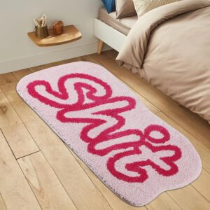 Carmoion Funny Cute Rugs for Bedroom Bathroom Dorm Kitchen Non Slip Rubber Backed Machine Washable,Funky Cool Rugs Colorful Fluffy Shaggy Bedside Accent Rug 35"x18"(Shit)