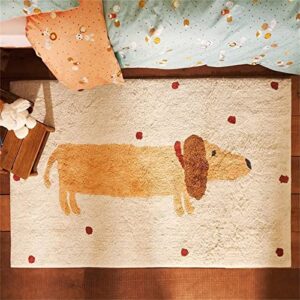 Scceatti Fluffy Rugs for Bedroom 3x2Feet Machine Washable Bedroom Rug Rugs Large Cute Dachshunds Rug Cute Living Room Bedroom Rug Bedside Puppy Blanket Kids Room Anti Fall Game Crawling Rug Washable