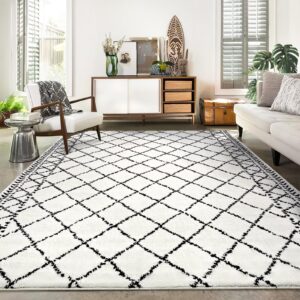 cozyloom shag area rug 9x12 vintage trellis shaggy rug moroccan geometric plush rug non-slip fluffy living room rug soft fuzzy indoor carpet bedroom dorm floor cover accent floor cover