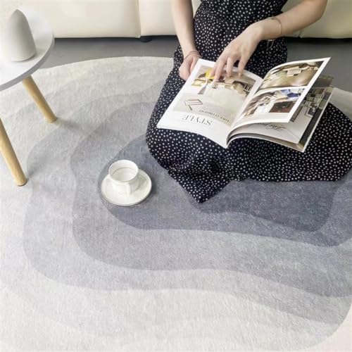 Irregular Round Area Rug, Soft Non Slip Non-Shedding Mat, Plush Oval Shaped Printed Modern Abstract Decor Carpet, Luxury Fluffy Large Washable Rug for Living Room Bedroom Dining Room