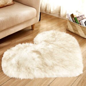 scceatti soft plush area rug rugs 20x16in washable living room rugs carpet small luxury kitchen rug heart doormat for bedroom mat non slip kitchen rugs for bedroom living room decor,white