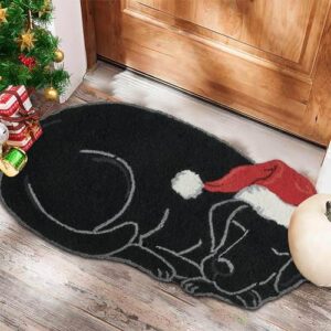 christmas dog rug, 35×20'' fun dog carpet door mat, non slip washable welcome door mat, cute christmas winter doormats for indoor outdoor entrance home bathroom bathroom living room (c)