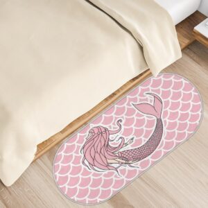 fzdxzjj mermaid scales area rugs for kids bedroom oval runner rug 1.6x4 ft soft shaggy rug for living room boy girl room bedside rug floor carpet fluffy indoor entry rug ocean beach animal