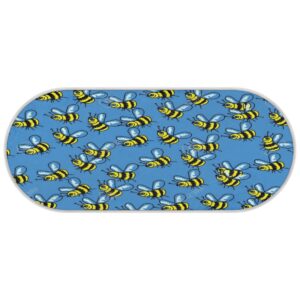 tavisto cute cartoon bee fluffy oval shaggy rugs for bedroom aesthetic plush floor mat - soft and absorbent - ideal for living room,home decor, and playrooms