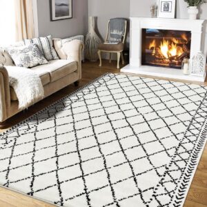 faironly modern area rug 4x6 shag plush rug lattice fluffy rug geometric rugs for living room bedroom moroccan carpet low-pile indoor soft non-slip accent rug farmhouse office home decor