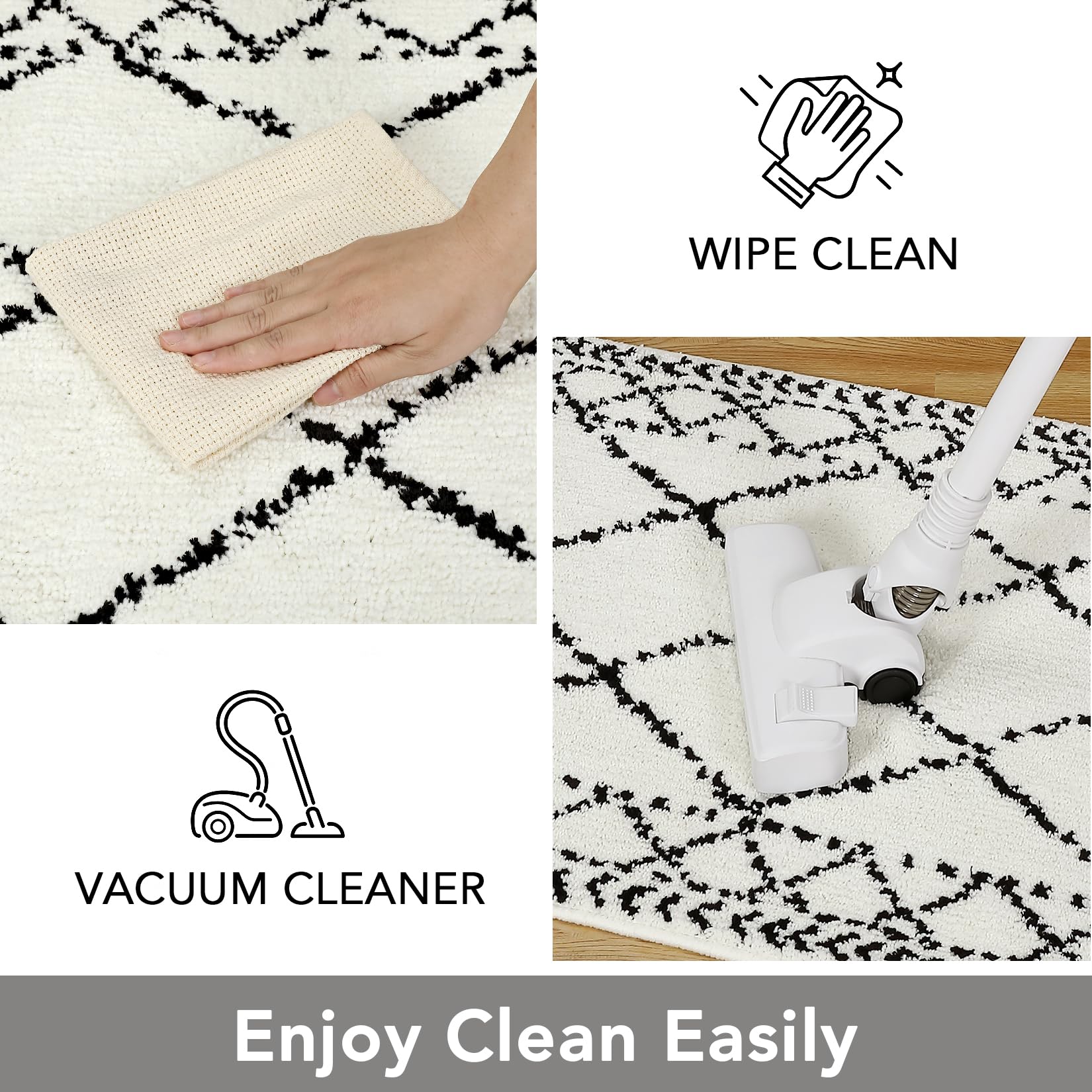 FairOnly Modern Area Rug 4x6 Shag Plush Rug Lattice Fluffy Rug Geometric Rugs for Living Room Bedroom Moroccan Carpet Low-Pile Indoor Soft Non-Slip Accent Rug Farmhouse Office Home Decor