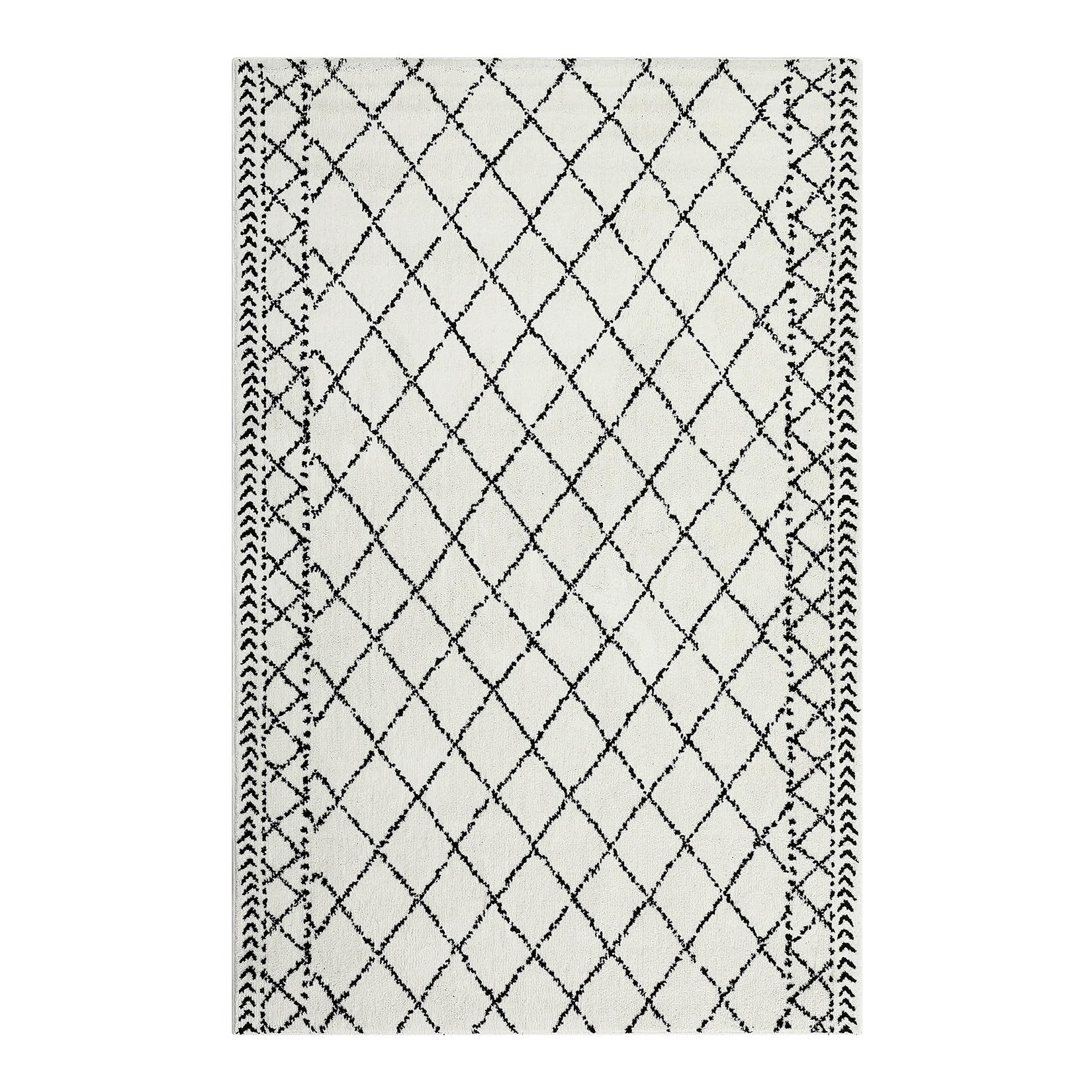 FairOnly Modern Area Rug 4x6 Shag Plush Rug Lattice Fluffy Rug Geometric Rugs for Living Room Bedroom Moroccan Carpet Low-Pile Indoor Soft Non-Slip Accent Rug Farmhouse Office Home Decor