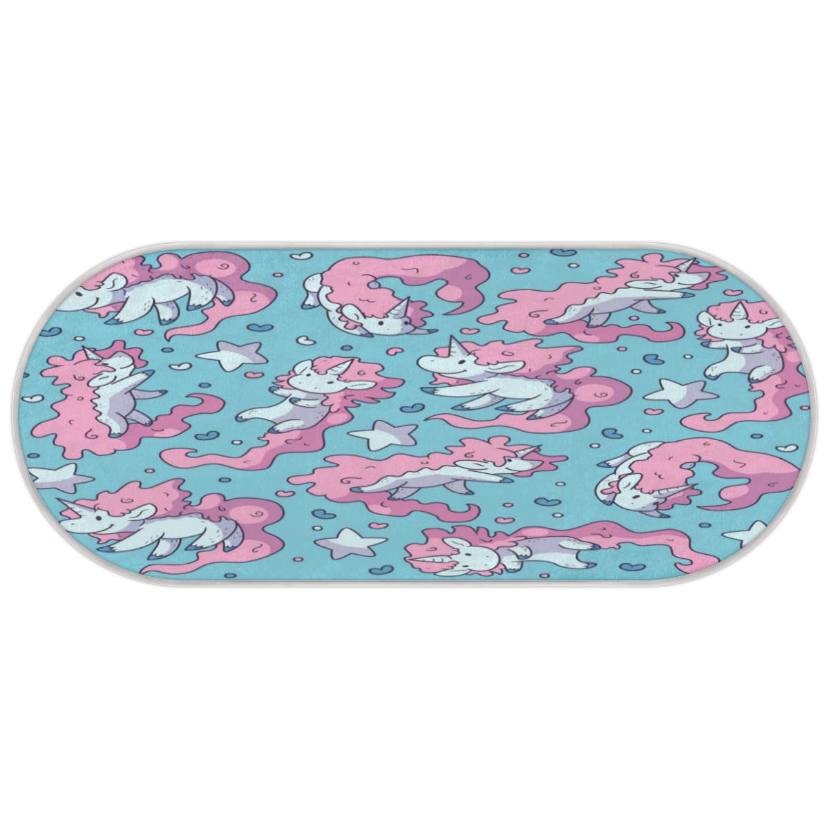 Tavisto Pink Unicorn Fluffy Oval Shaggy Rugs for Bedroom Aesthetic Plush Floor Mat - Soft and Absorbent - Ideal for Living Room,Home Decor, and Playrooms