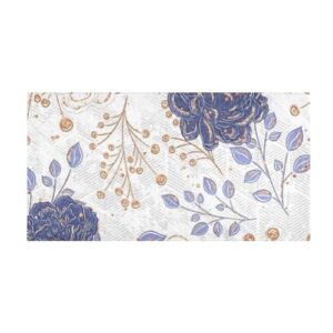 fluffy floor carpet-blue white floral,39x20in front door mat indoor machine washable carpet,aesthetic rug